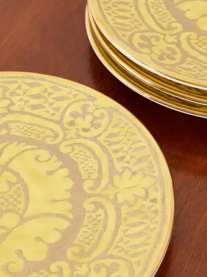 L'Objet Fortuny Orsini Set Of Four Painted Earthenware Dessert Plates