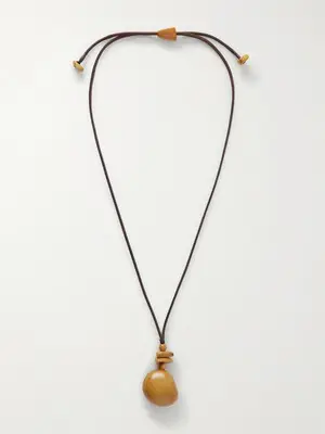 HUNTING SEASON Tagua Seed And Leather Pendant Necklace - Brown