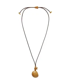 HUNTING SEASON Tagua Seed And Leather Pendant Necklace - Brown