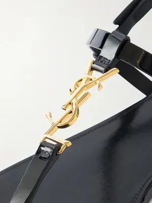 Saint Laurent Cassandre Logo Embellished Patent Leather Sandals - Black