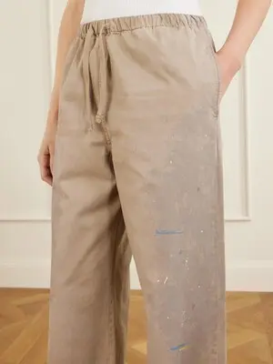 Acne Studios Paint-splatter Cotton-twill Wide-leg Trousers