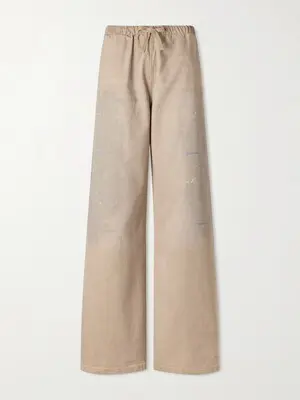 Acne Studios Paint-splatter Cotton-twill Wide-leg Trousers