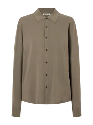 Auralee Giza Fine Knit Cotton Shirt - Green