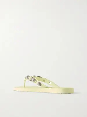 Balenciaga Cagole Embellished Tpu Flip Flops - Green