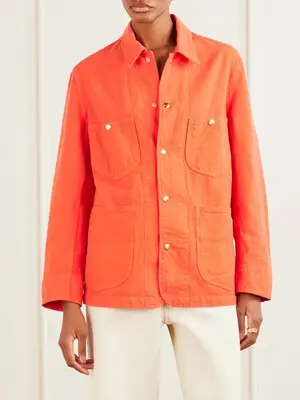 Auralee Wool, Cotton, And Linen-blend Jacket - Orange