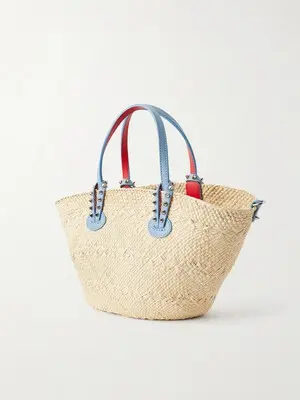 CHRISTIAN LOUBOUTIN Cabata Appliquéd Studded Raffia Tote - Neutrals