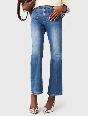 Maje Straight-cut Flare Jeans With Clover Detail
