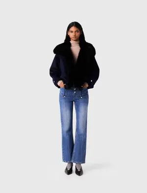 Maje Straight-cut Flare Jeans With Clover Detail