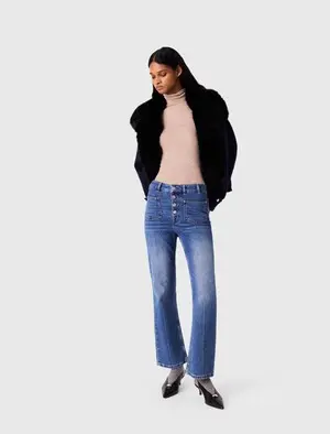 Maje Straight-cut Flare Jeans With Clover Detail