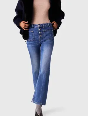 Maje Straight-cut Flare Jeans With Clover Detail