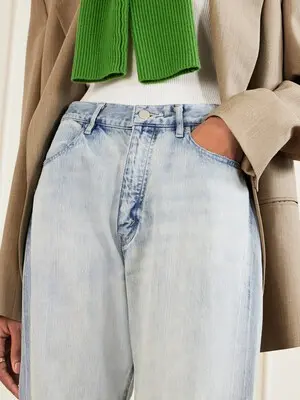 Auralee Distressed Wide-leg Jeans