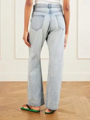Auralee Distressed Wide-leg Jeans - Blue