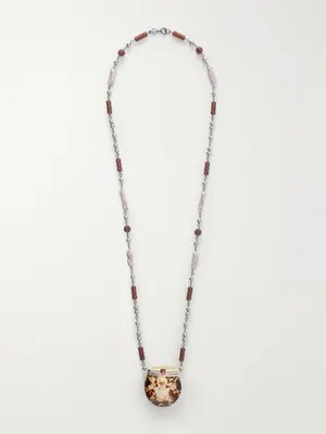 Tory Burch Shell Pendant Beaded Necklace