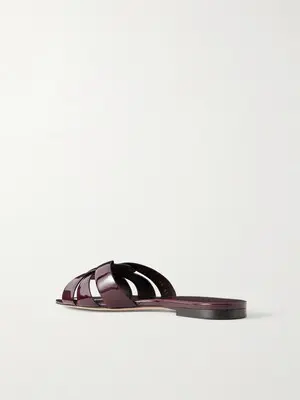 Saint Laurent Tribute Woven Leather Sandals - Burgundy