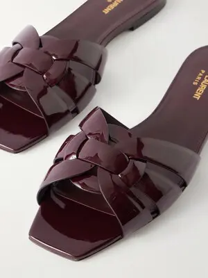 Saint Laurent Tribute Woven Leather Sandals - Burgundy