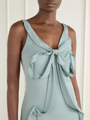 Acne Studios Dowla Silk Crepe De Chine Midi Dress With Oversized Bow Detail - Green