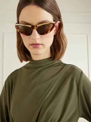 Bottega Veneta Cat-eye Gold-tone And Acetate Sunglasses - Tortoiseshell