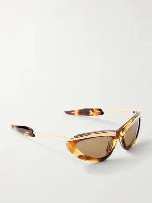Bottega Veneta Cat-eye Gold-tone And Acetate Sunglasses - Tortoiseshell