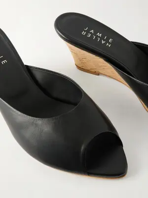JAMIE HALLER Leather Platform Wedge Sandals