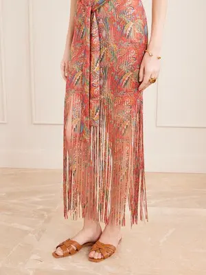 Etro Belted Fringed Jacquard-knit Midi Dress