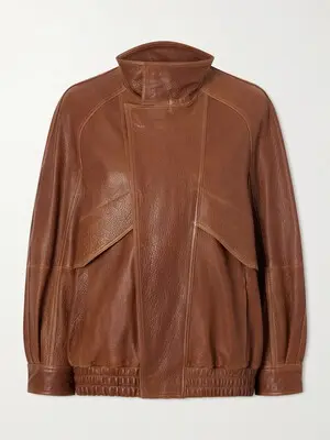 Nour Hammour Ariste Paneled Leather Jacket - Red