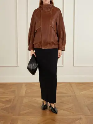 Nour Hammour Ariste Paneled Leather Jacket - Red