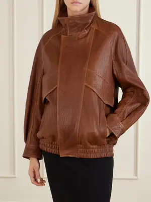 Nour Hammour Ariste Paneled Leather Jacket - Red