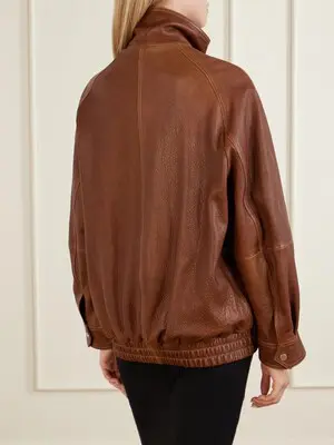 Nour Hammour Ariste Paneled Leather Jacket - Red