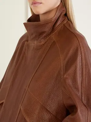 Nour Hammour Ariste Paneled Leather Jacket - Red