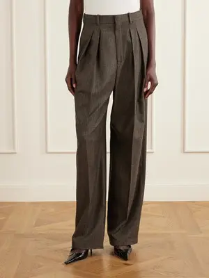 Saint Laurent Wool Blend Straight-leg Pants - Brown