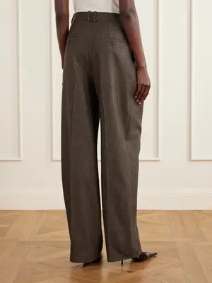 Saint Laurent Wool Blend Straight-leg Pants - Brown