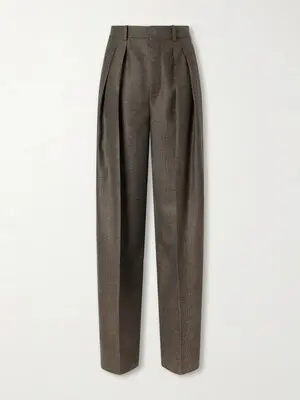 Saint Laurent Wool Blend Straight-leg Pants - Brown
