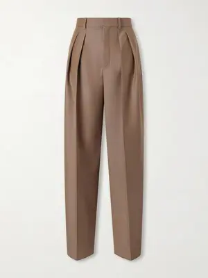 Saint Laurent Wool-blend Tailored Trousers - Brown