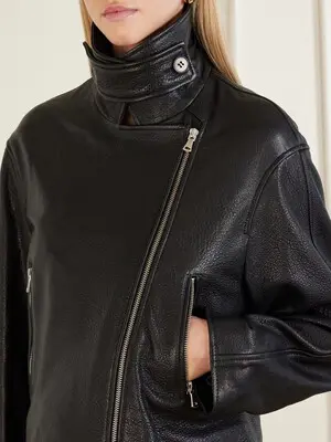 Nour Hammour Varda Full-grain Leather Biker Jacket