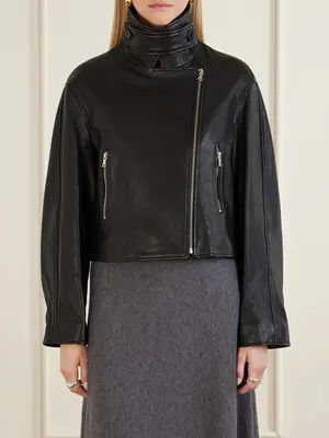 Nour Hammour Varda Full-grain Leather Biker Jacket