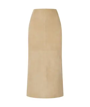 Nour Hammour Nour Hammour Selly Suede Midi Skirt Neutrals