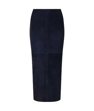 Nour Hammour Nour Hammour Selly Suede Midi Skirt Navy