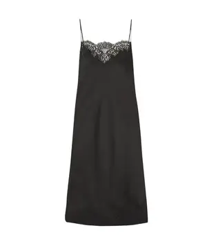 Stella McCartney Lace-trimmed Satin Midi Slip Dress - Black