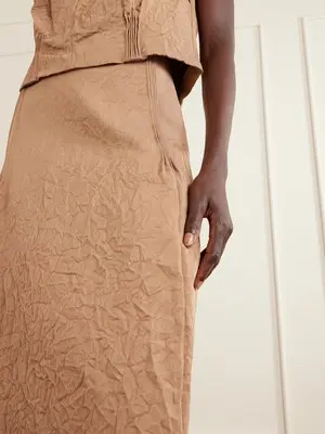 Tory Burch Crinkled Satin Midi Skirt