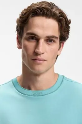 BOSS Cotton T-shirt With Logo Crew Neck - Light Blue