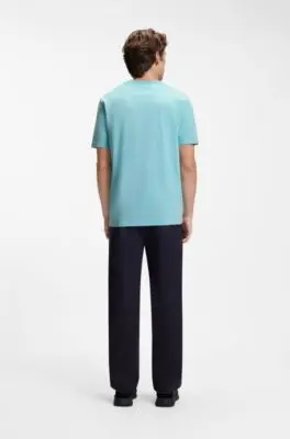 BOSS Cotton T-shirt With Logo Crew Neck - Light Blue