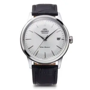 ORIENT WATCHES Orient Bambino Automatic Watch With Dial And Black Leather Strap - Silver