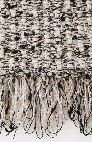 Mango Sleeveless Fringe Trim Tweed Top