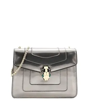 BVLGARI Small Serpenti Forever Square Shoulder Bag Metallic Leather