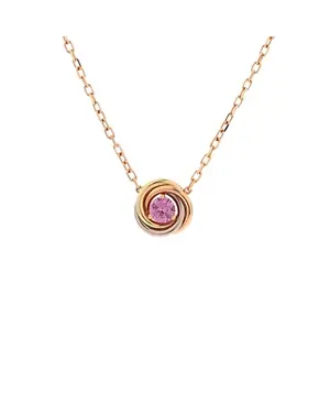 CARTIER Trinity Diamond Pendant Necklace 18k Tricolor And Pink Sapphire, 16 - Gold