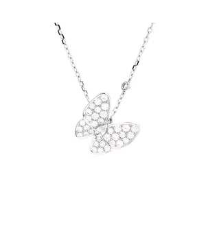 VAN CLEEF & ARPELS Two Butterfly Pendant Necklace 18k Gold And Diamonds, 17