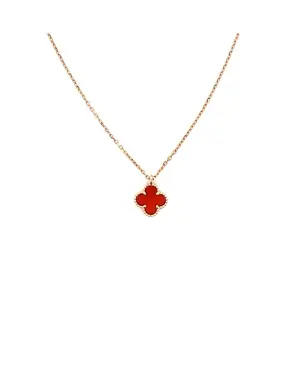VAN CLEEF & ARPELS Sweet Alhambra Pendant Necklace 18k Rose Gold And Carnelian, 15.75 - Pink