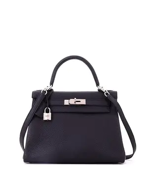 Hermès Kelly 28 Handbag Black Togo With Palladium Hardware - Noir