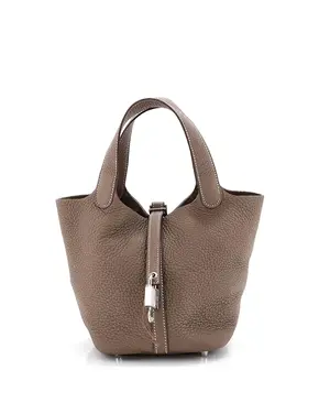 Hermès Pm Monochrome Picotin Lock Bag Clemence - Gray