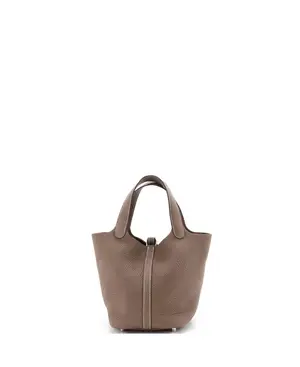 Hermès Pm Monochrome Picotin Lock Bag Clemence - Gray